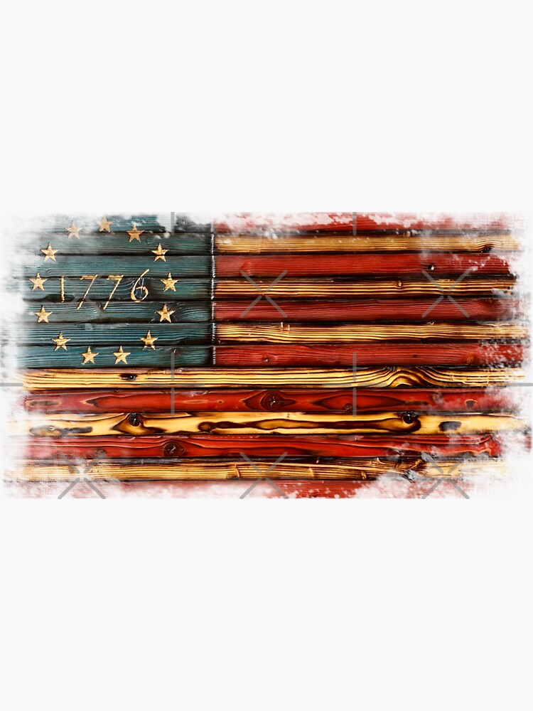 "Wooden 1776 American Flag Distressed" Sticker for Sale by BlackGrain ...