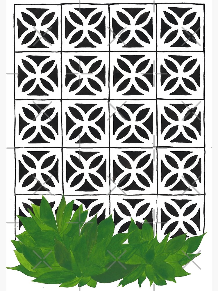 "Mid Century Modern Breeze Blocks and Plants" Art Print for Sale by ...