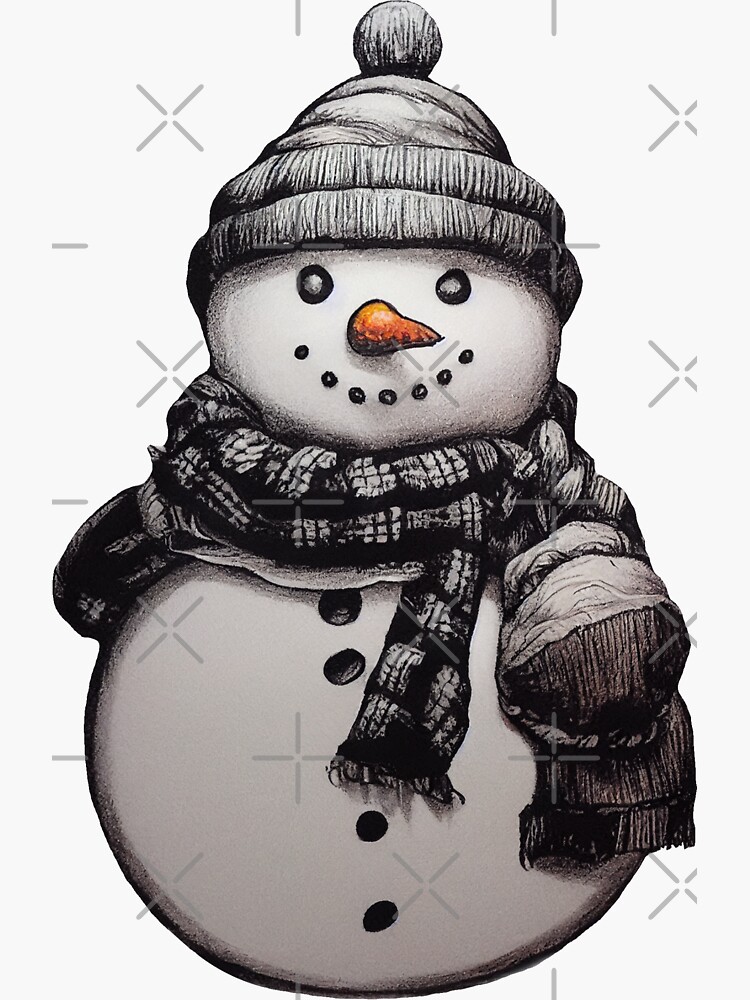 "Smiley snowman sketch" Sticker for Sale by Nisyo | Redbubble