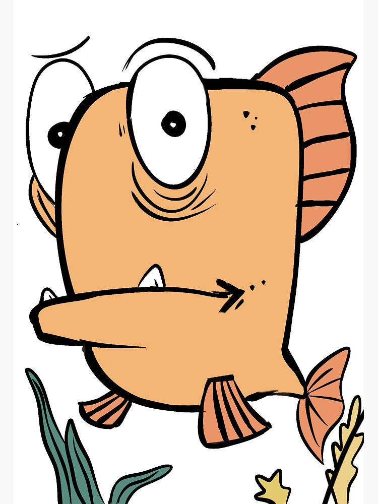 "Goofy Fish Cartoon" Sticker for Sale by LaughingLlamas | Redbubble