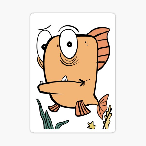 "Goofy Fish Cartoon" Sticker for Sale by LaughingLlamas | Redbubble
