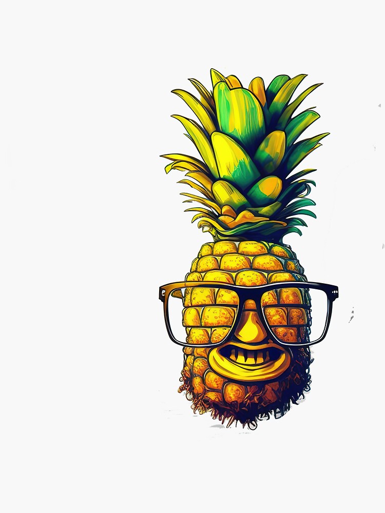 Cute Funny Pineapple Clip Art Sticker For Sale By Thecreativefab Redbubble