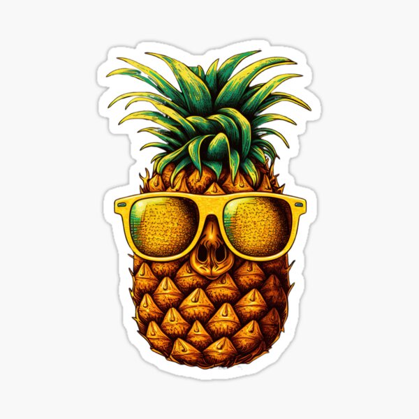 Retro Cute Pineapple Clip Art Sticker For Sale By Thecreativefab Redbubble