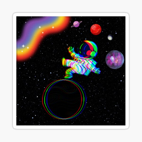 "Space trippy astronaut in trance tee" Sticker for Sale by ...