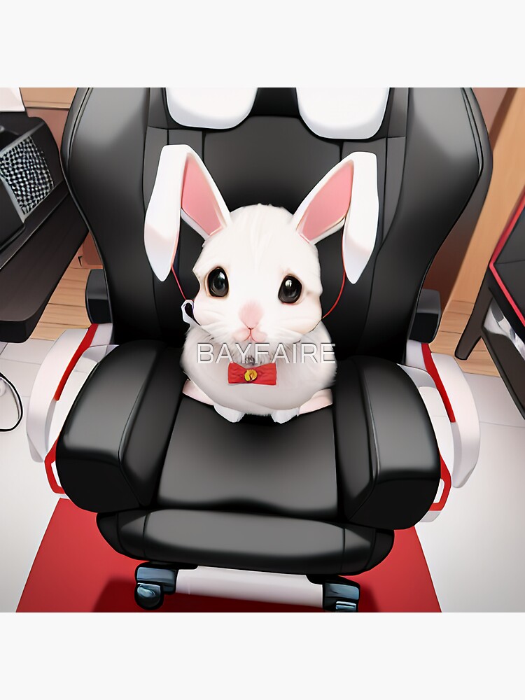 "Cute Bunny on Gaming Chair" Sticker for Sale by BAYFAIRE | Redbubble