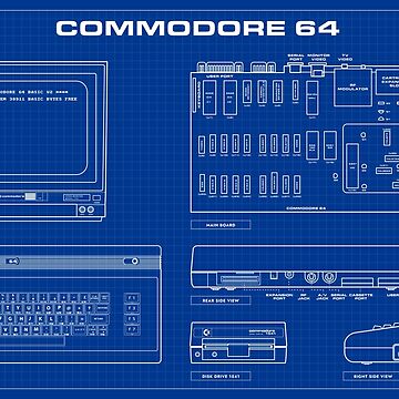 "Commodore 64 (Blueprint)" Poster for Sale by BLUE GALAXY DESIGNS ...