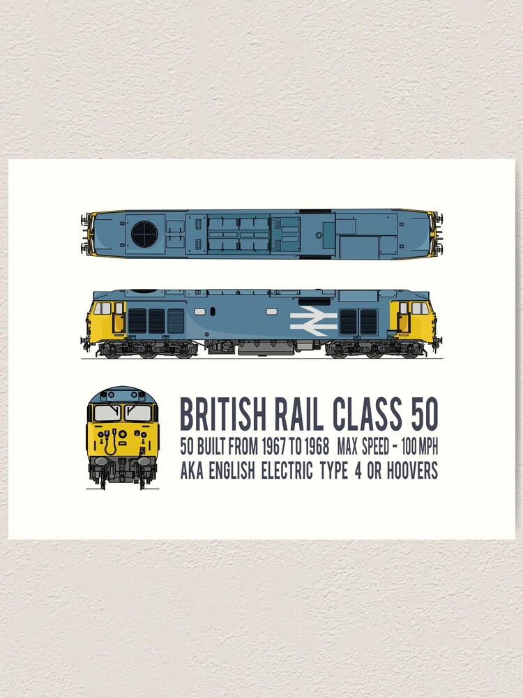 "British Rail Class 50 Train Hoovers Locomotive Diagrams Gift" Art ...