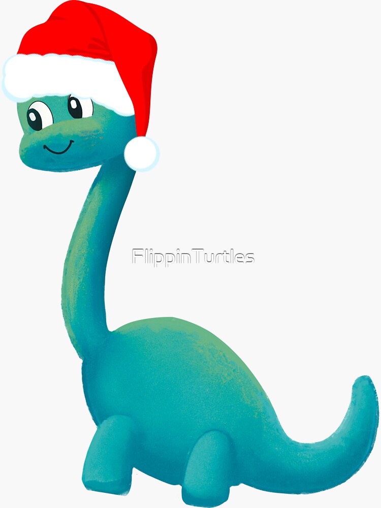 " Cute Dinosaur wearing Santa Hat Sticker - dino with white background ...