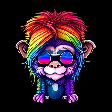 "Rainbow adorable monkey." Sticker for Sale by Zavdesign | Redbubble