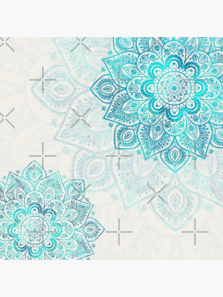 "Turquoise Flowers Mandala" Art Print for Sale by Lena127 | Redbubble
