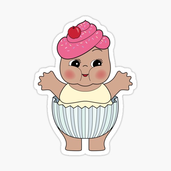 "Chubby Cupcake Kewpie" Sticker for Sale by definatalie | Redbubble