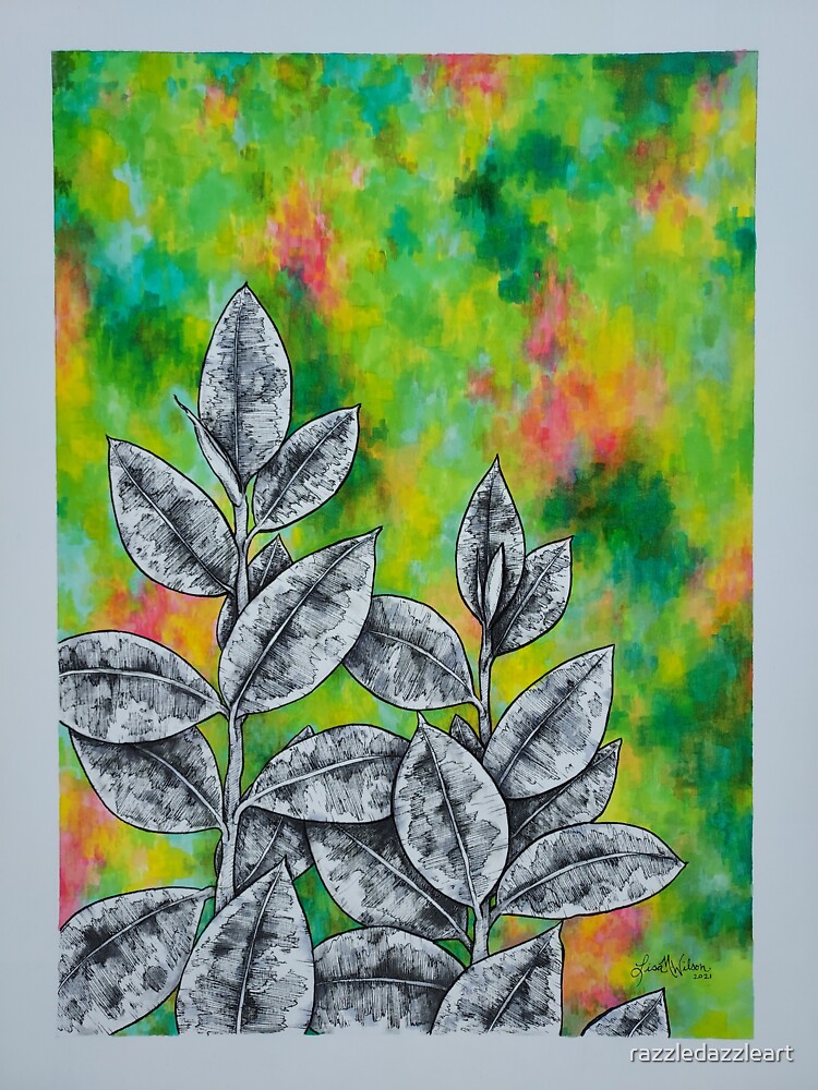 "Neon Rubber Tree" Sticker for Sale by razzledazzleart | Redbubble