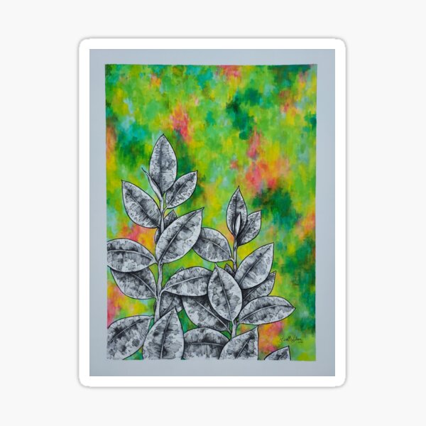 "Neon Rubber Tree" Sticker for Sale by razzledazzleart | Redbubble
