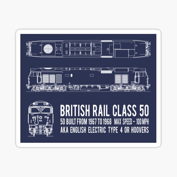 "British Rail Class 50 Train Hoovers Locomotive Blueprint Diagrams Gift ...