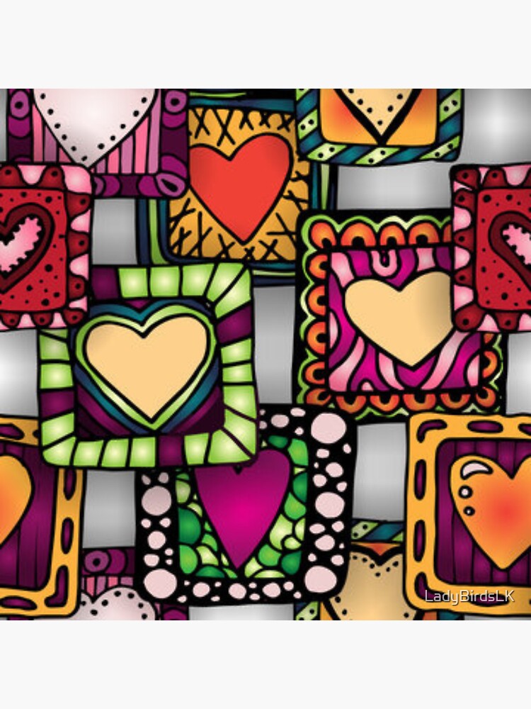 "Vintage Heart Square Cartoon Patchwork Art" Sticker for Sale by ...