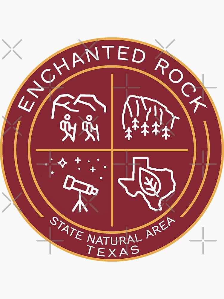 "Enchanted Rock State Natural Area Texas Heraldic Logo" Sticker for ...