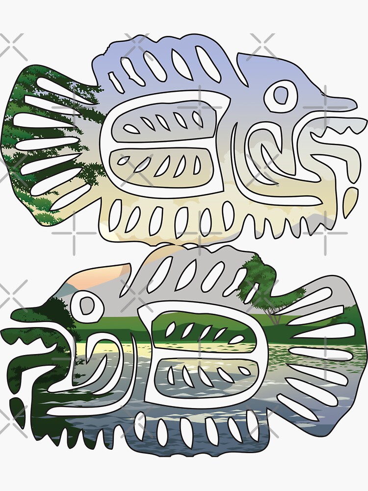"Aztec Fish" Sticker for Sale by damonasplace | Redbubble