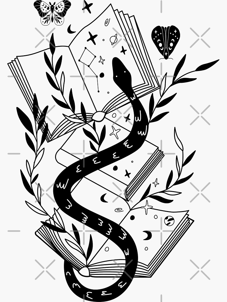 "Snake And Book" Sticker for Sale by virillanissa | Redbubble