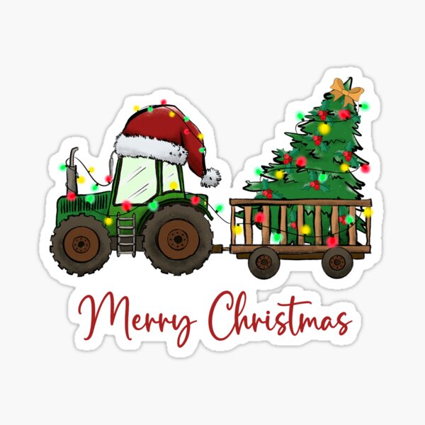 "Merry Christmas Farm Design" Sticker for Sale by NinaBeanArt | Redbubble