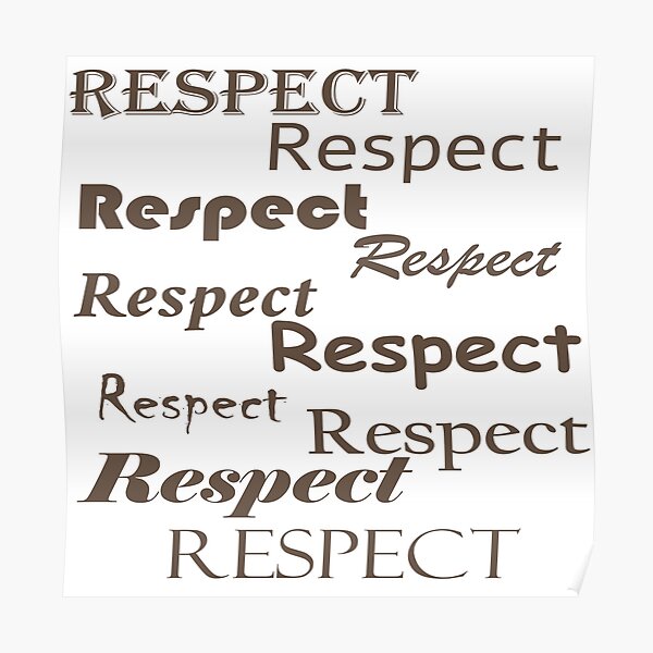 "Respect letras fontes variadas" Poster for Sale by GirlaineSQ | Redbubble