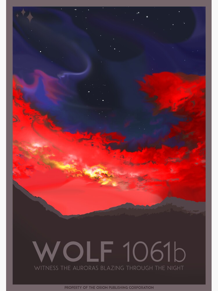 Pegatina «Cartel de viaje espacial Art Deco - Wolf 1061-b» de Walford ...