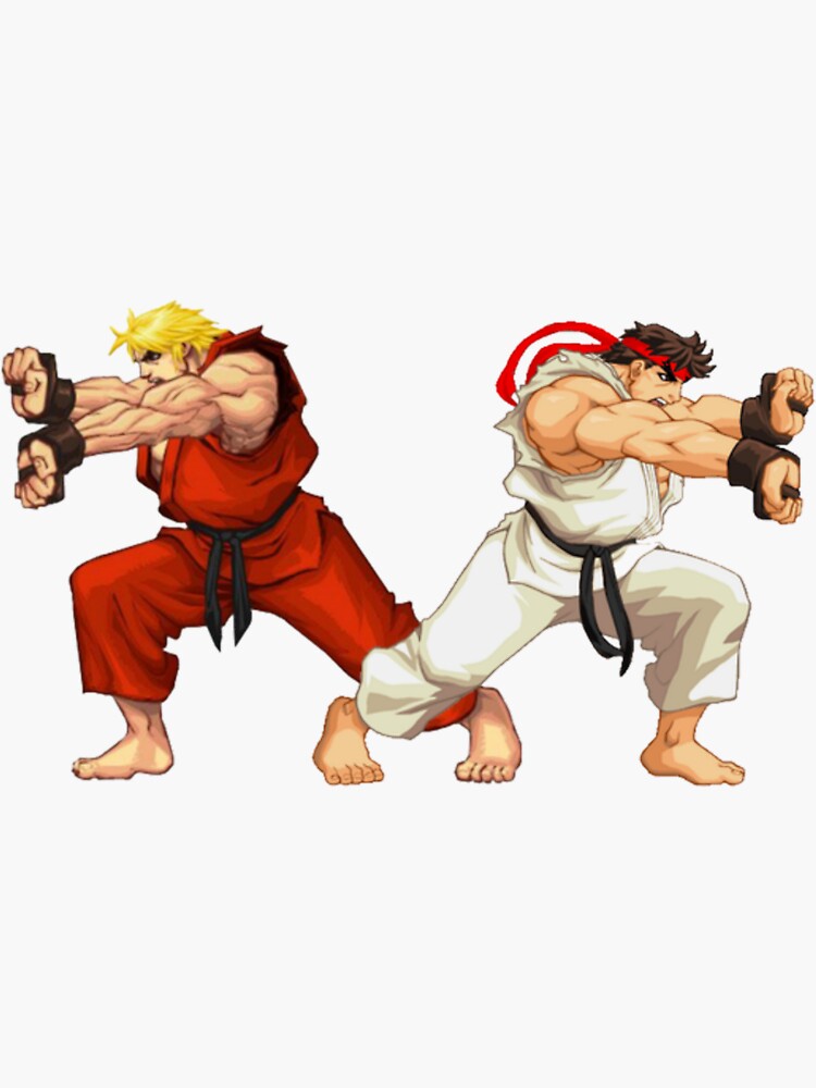 "Ryu x Ken" Sticker for Sale by madeNheaven | Redbubble