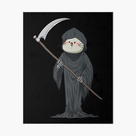 "Cute anime chibi cat, kawaii grim reaper, halloween kitten premium ...