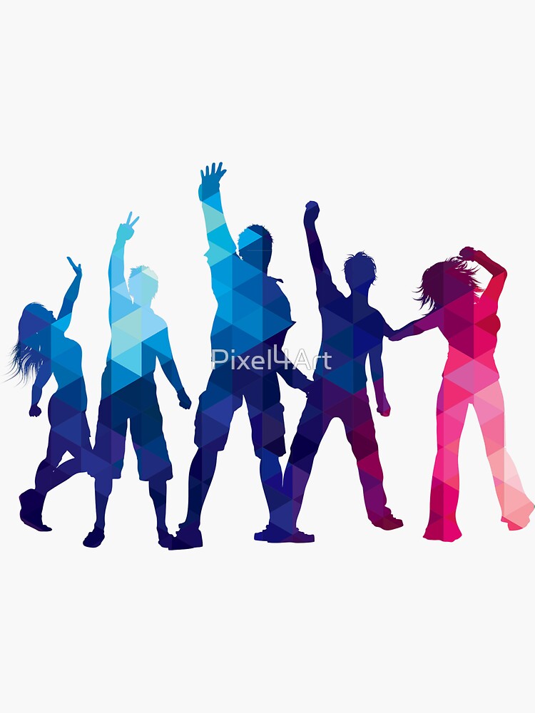 "Color Dance People Silhouette" Sticker for Sale by Pixel4Art | Redbubble