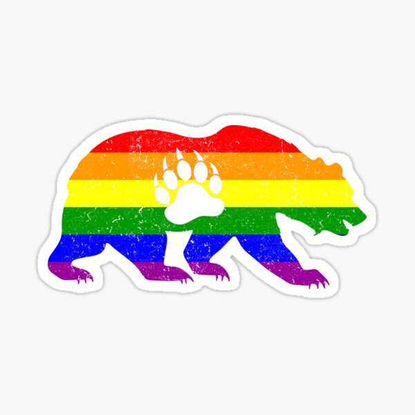 "LGBT Flag Bear Paw (Distressed) - Gay Bear Pride" Sticker by Sleazoid ...