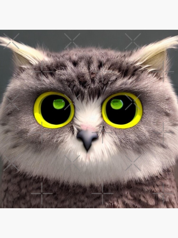 "Cute Innocent Meowl Hybrid Fluffy Cat Owl" Sticker for Sale by ...