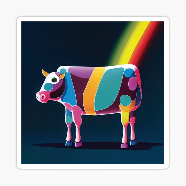 "Colourful Cow with rainbow" Sticker for Sale by Geminiartstudio ...