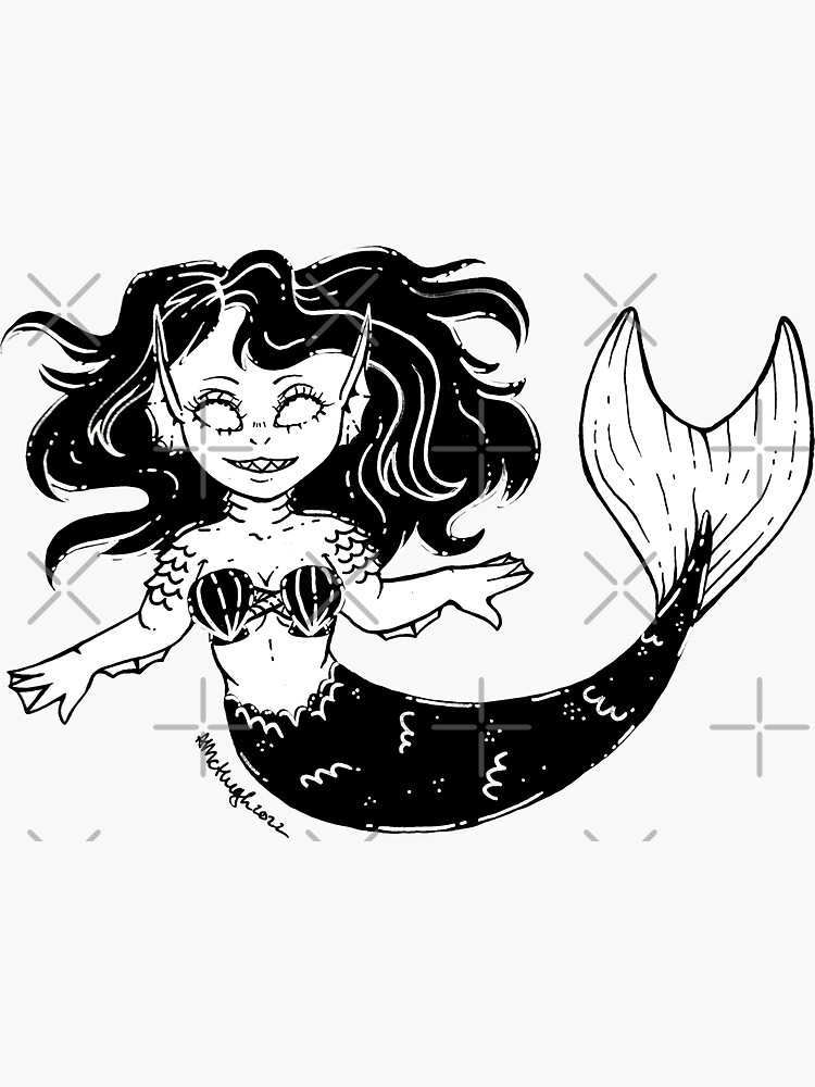 "Creepy Mermaid Siren" Sticker for Sale by Miss-A-McQ-Art | Redbubble