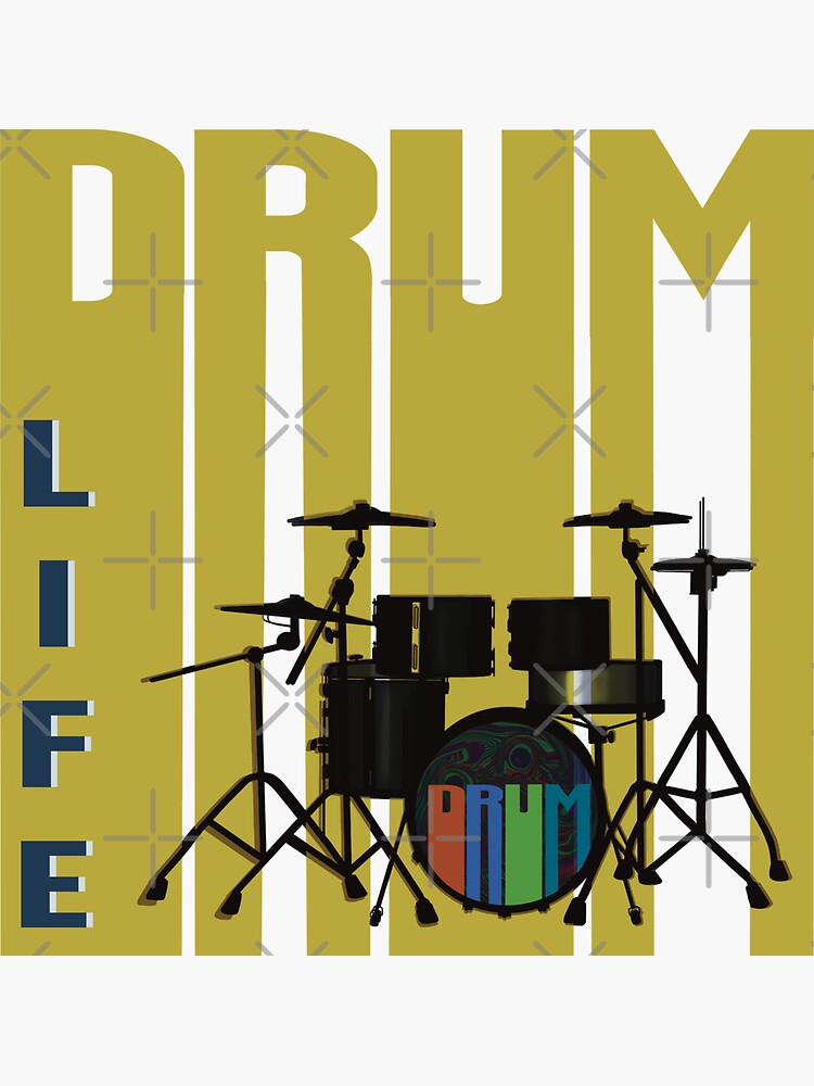 "Drum Life. silhouette overlay pattern" Sticker for Sale by ...