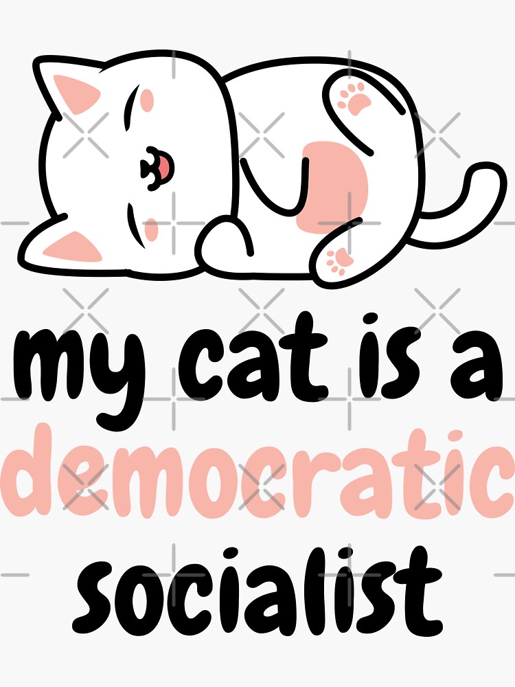 "my cat is a democratic socialist : meme cat" Sticker for Sale by ...