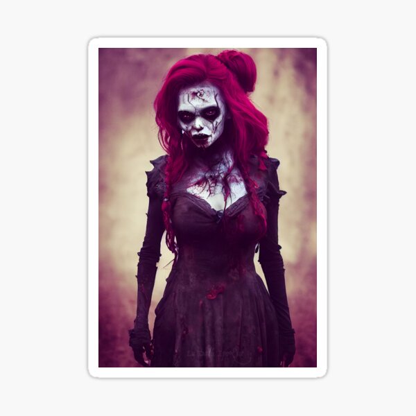 "Creepy Red Head Zombie Beautiful Girl" Sticker for Sale by ...