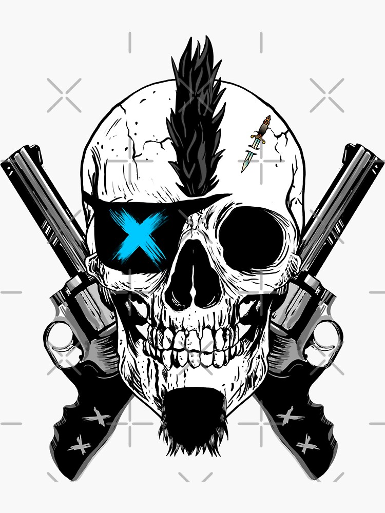 "Skull with Guns" Sticker for Sale by love-you-daddy | Redbubble