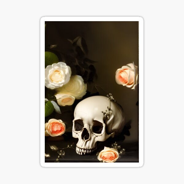 "Skull and roses" Sticker for Sale by skeleton-botany | Redbubble