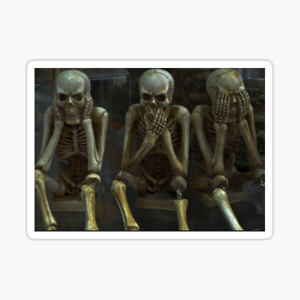 "3 skeletons sitting-classic design." Sticker for Sale by Damzihno ...