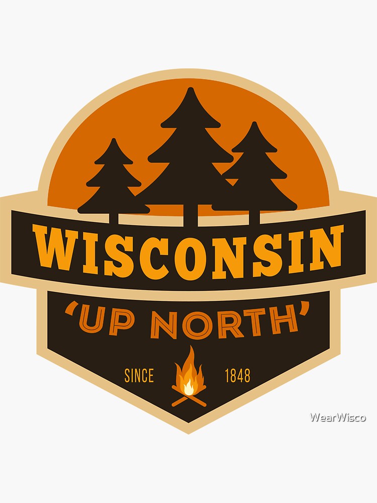 "Retro Wisconsin Up North" Sticker for Sale by WearWisco | Redbubble