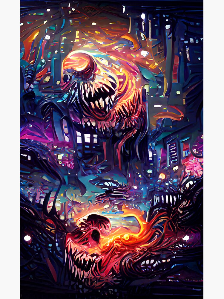 "Horror hell city " Sticker for Sale by AIdesignsAI | Redbubble
