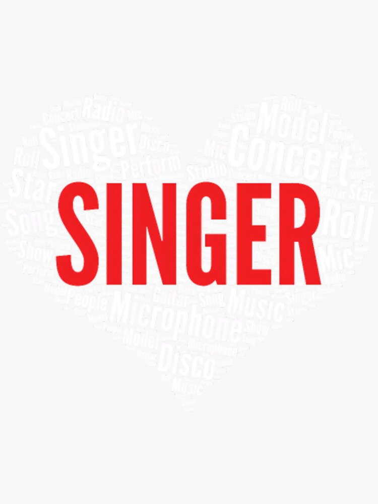 "Singer Heart Shape Word Cloud Design graphic" Sticker for Sale by ...