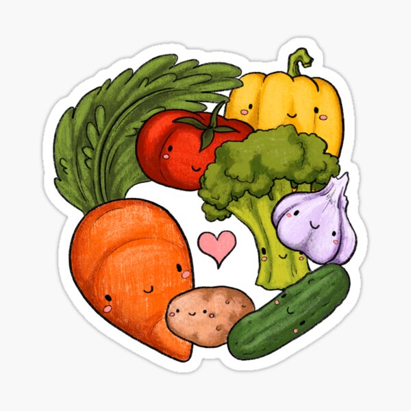 "Cute and happy vegetables" Sticker for Sale by themagicbox | Redbubble