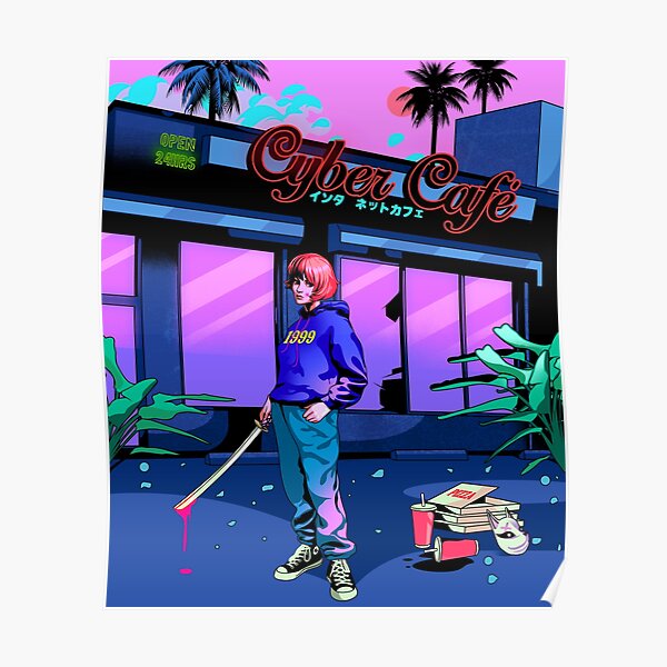 "Cyber Cafe" Poster for Sale by HeyMoonly | Redbubble