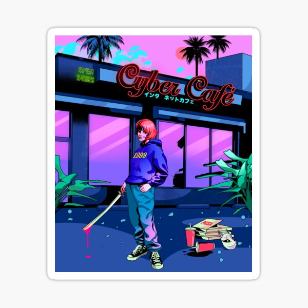 "Cyber Cafe" Sticker for Sale by HeyMoonly | Redbubble