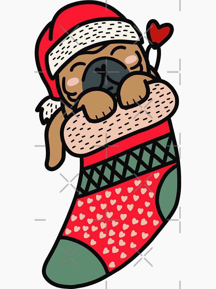 "Cute baby Shar Pei Dog In Christmas Sock Xmas Pajama" Sticker for Sale ...