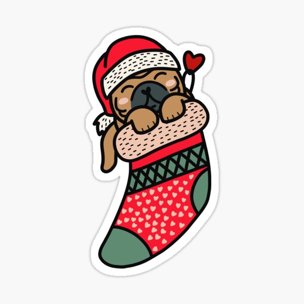 "Cute baby Shar Pei Dog In Christmas Sock Xmas Pajama" Sticker for Sale ...