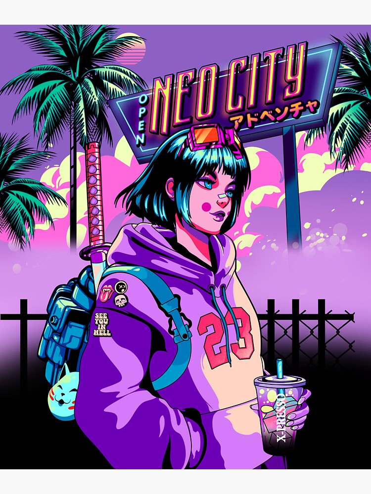 "Neo City" Sticker for Sale by HeyMoonly | Redbubble