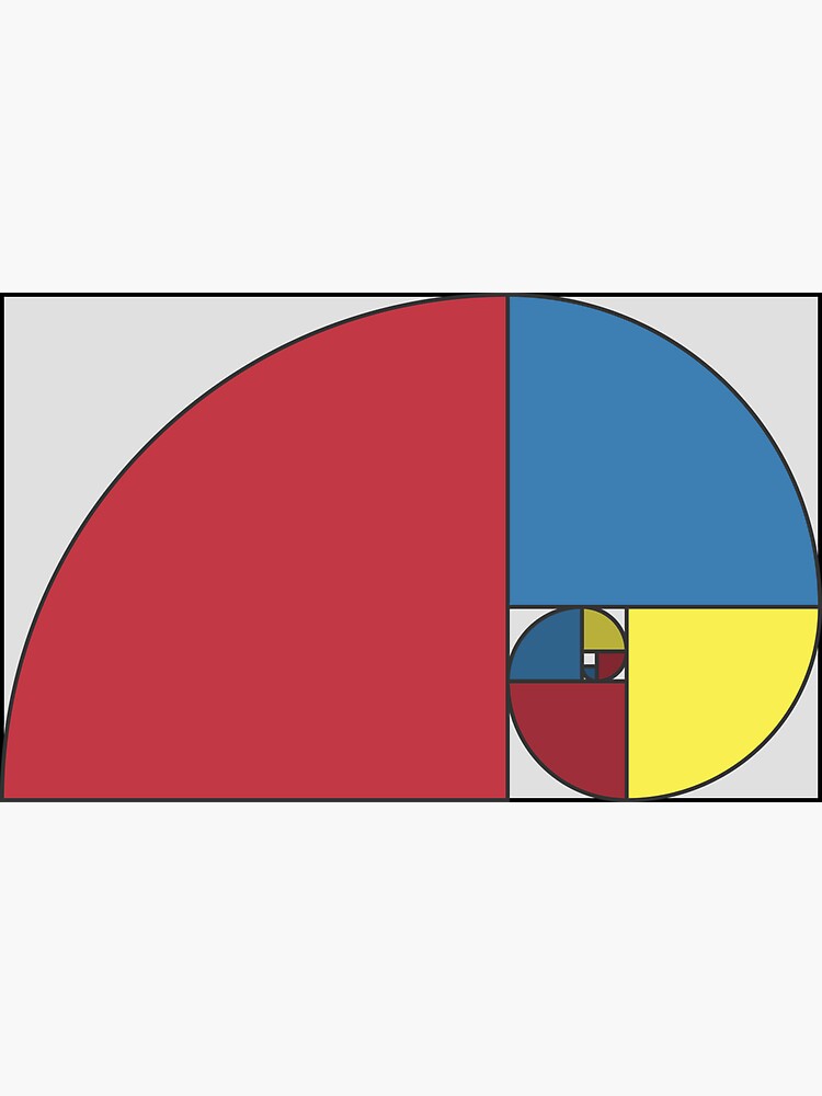 "Golden Ratio Spiral - Sections Coloured" Sticker for Sale by joshdbb ...