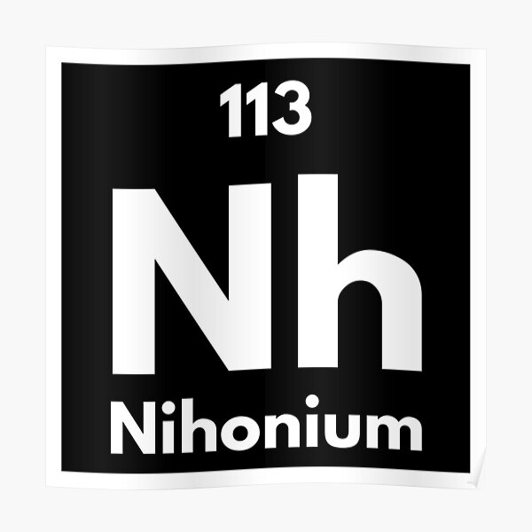 Póster «Número de elemento de tabla periódica 113 Nh Nihonio» de ...