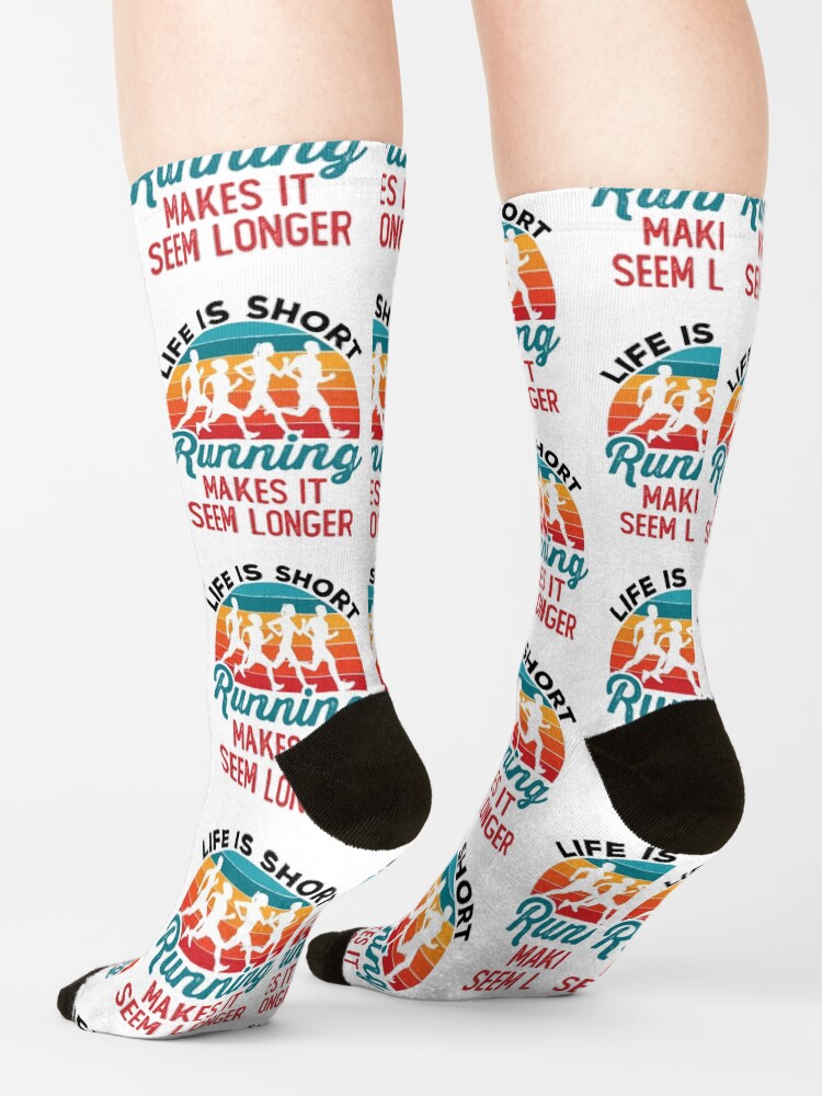 "Life is Short Running Makes It Seem Longer Funny Runner Joke" Socks for Sale by jaygo | Redbubble
